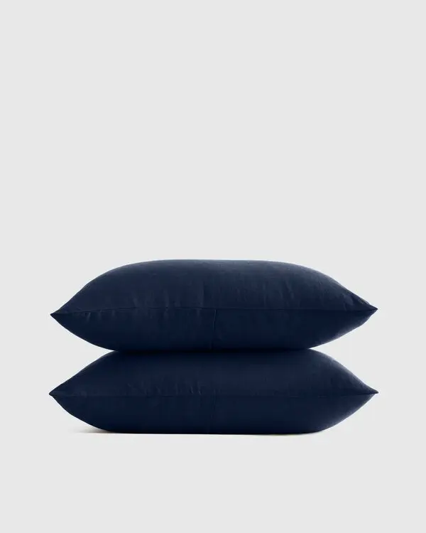 Quince European Linen Sham Set - Navy