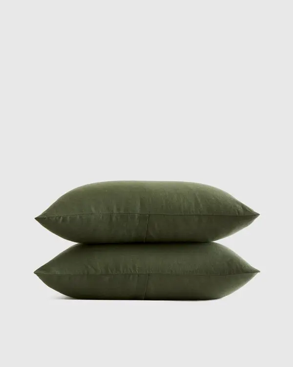 Quince European Linen Sham Set - Pine