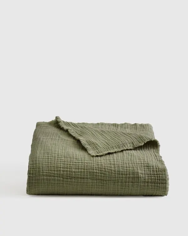 Quince Gauze Throw - Olive