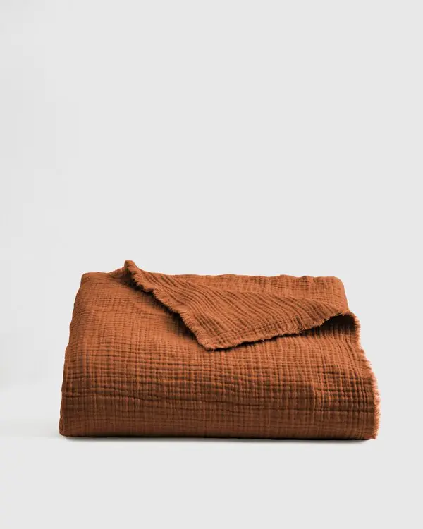 Quince Gauze Throw - Terracotta