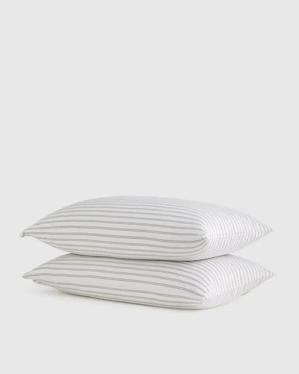 Quince Bamboo Pillowcase Set - Double Stripe Sage