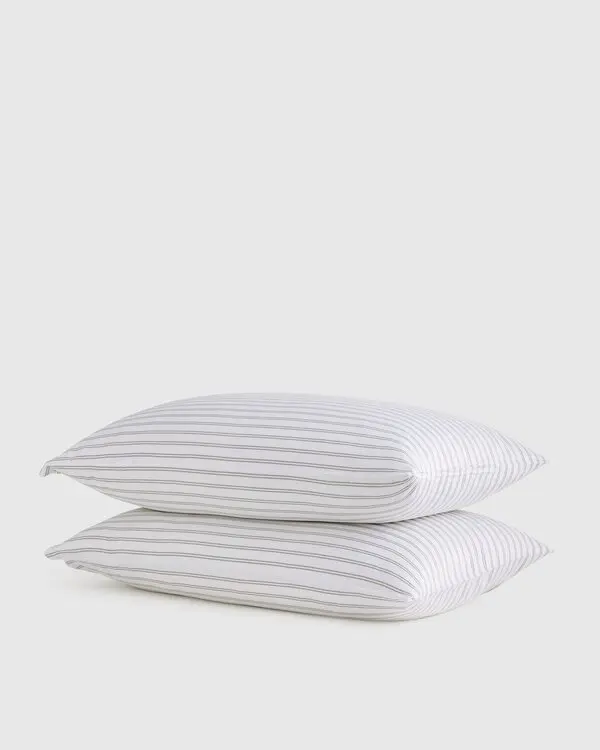Quince Bamboo Pillowcase Set - Double Stripe Sage