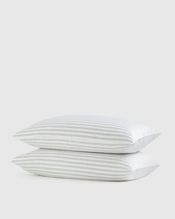 Quince Bamboo Pillowcase Set - Tailored Stripe Mist