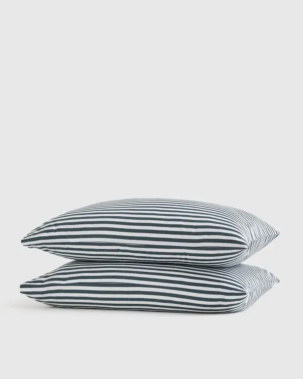Quince Bamboo Pillowcase Set - Tailored Stripe Nightfall
