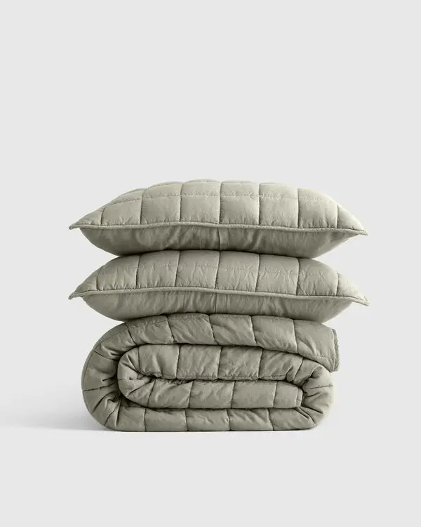 Quince European Linen Box Quilt Set - Willowleaf