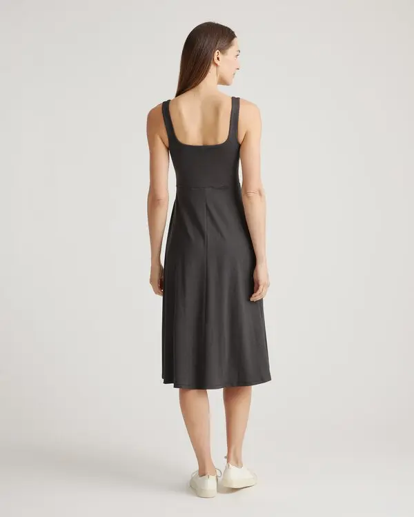 Quince Flowknit Breeze Fit & Flare Midi Dress - Black