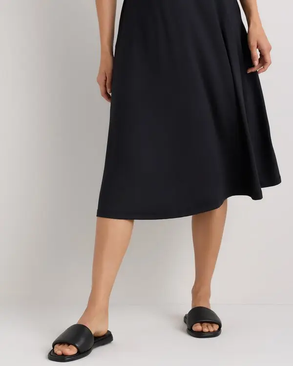 Quince Flowknit Breeze Fit & Flare Midi Dress - True Black