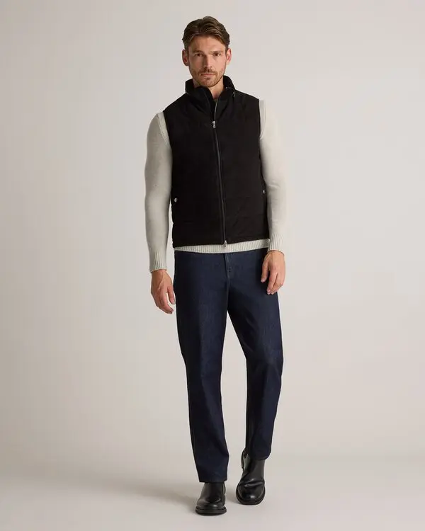 Quince 100% Suede Puffer Vest - Black