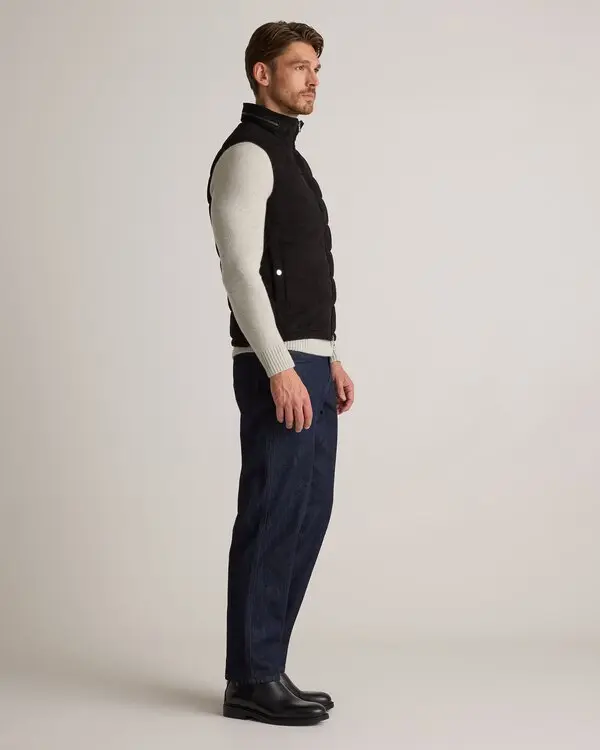 Quince 100% Suede Puffer Vest - Black