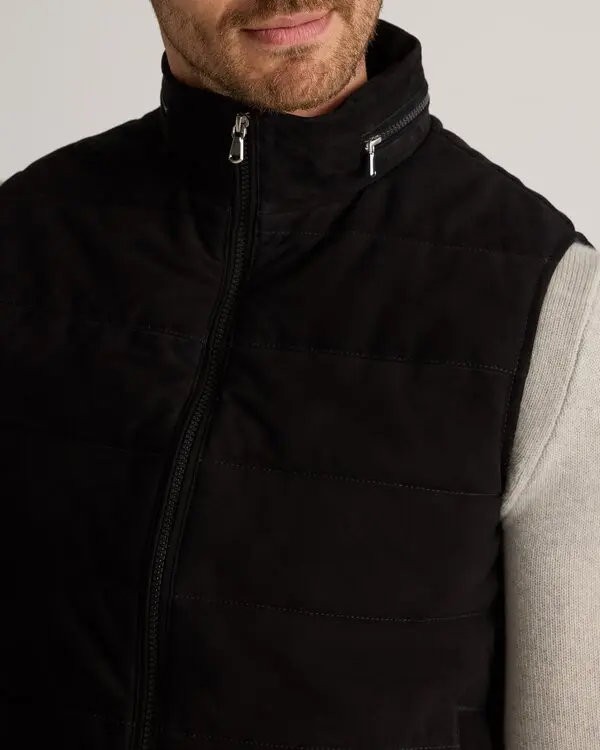 Quince 100% Suede Puffer Vest - Black