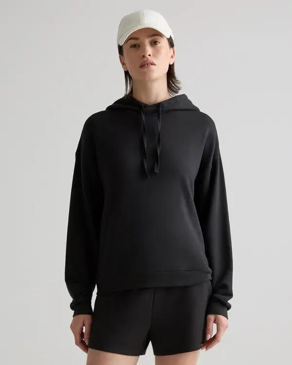 Quince Supersoft Fleece Pullover Hoodie - Black