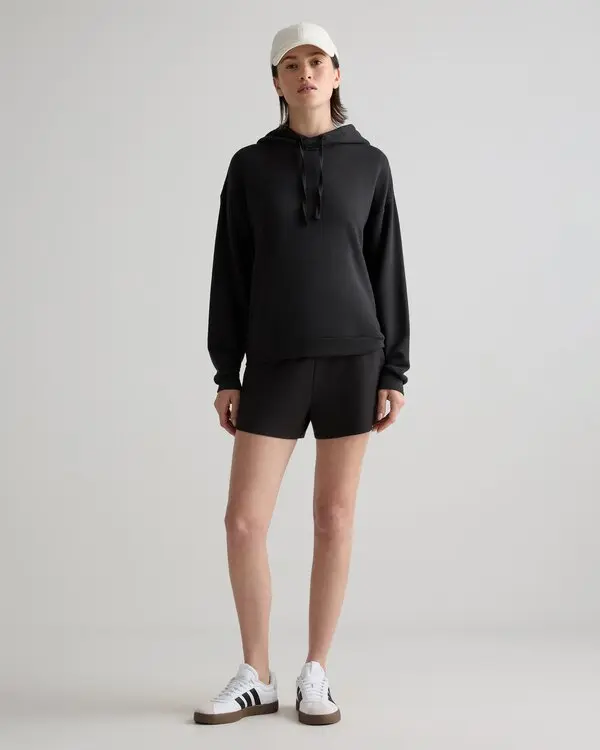 Quince Supersoft Fleece Pullover Hoodie - Black