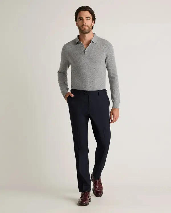 Quince Stretch Wool Slim Fit Dress Pants - Black