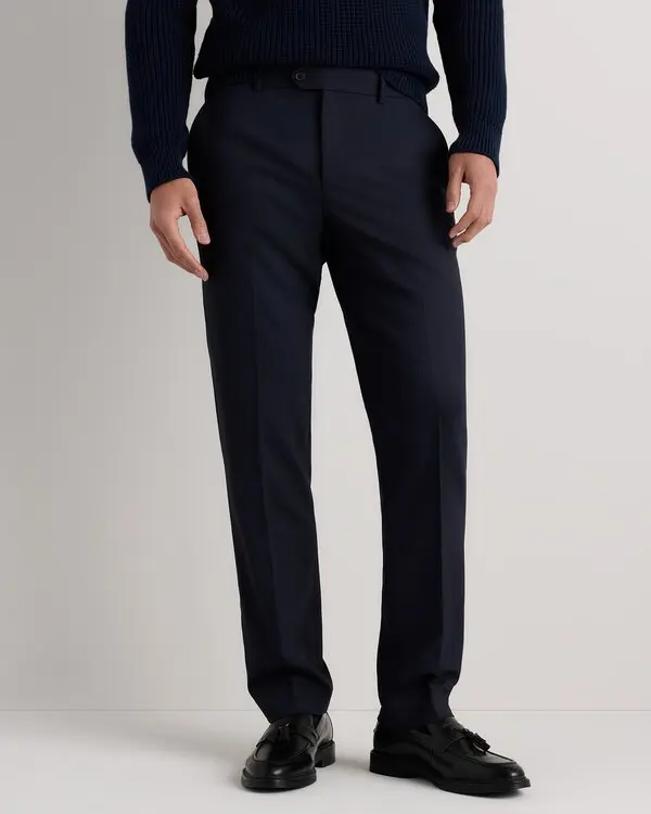 Quince Stretch Wool Slim Fit Dress Pants - Navy