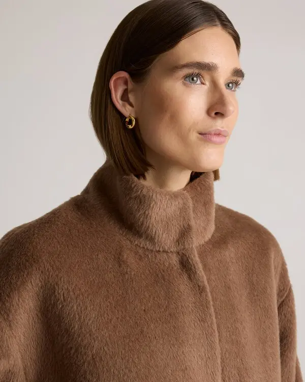 Quince Alpaca-wool Stand Collar Coat - Rustic Brown