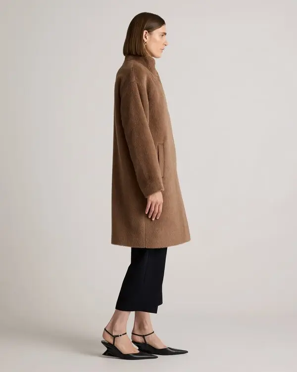 Quince Alpaca-wool Stand Collar Coat - Rustic Brown
