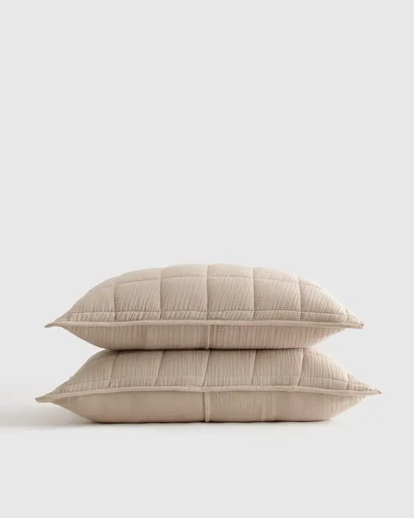 Quince Gauze Box Quilt Sham Set - Dune