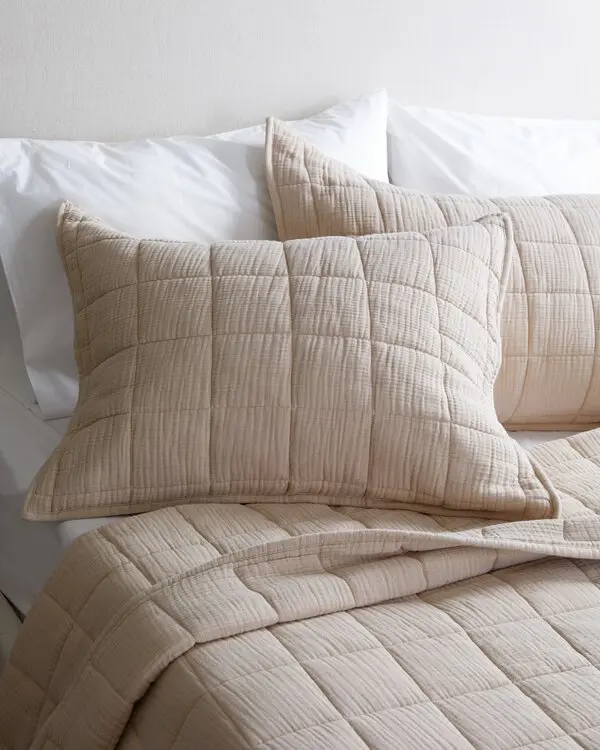 Quince Gauze Box Quilt Sham Set - Dune