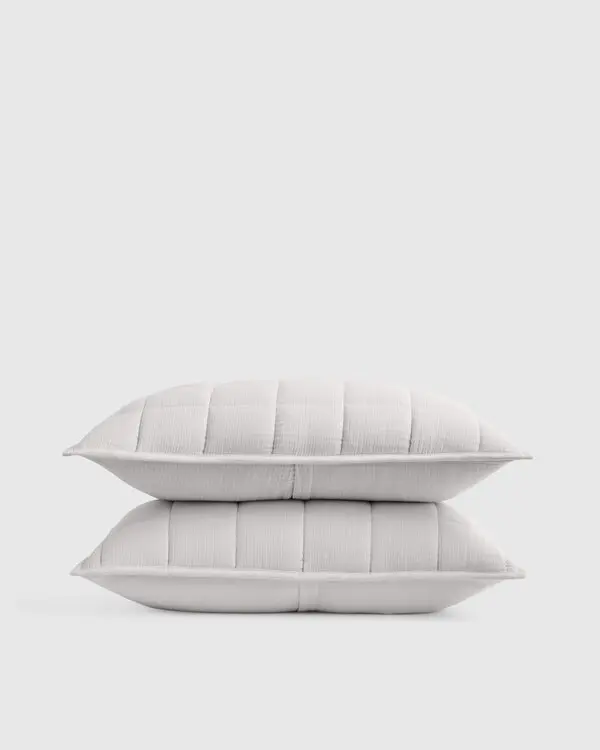 Quince Gauze Box Quilt Sham Set - Light Grey