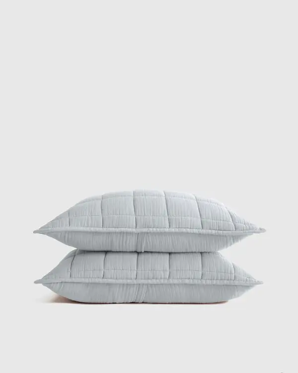 Quince Gauze Box Quilt Sham Set - Mist