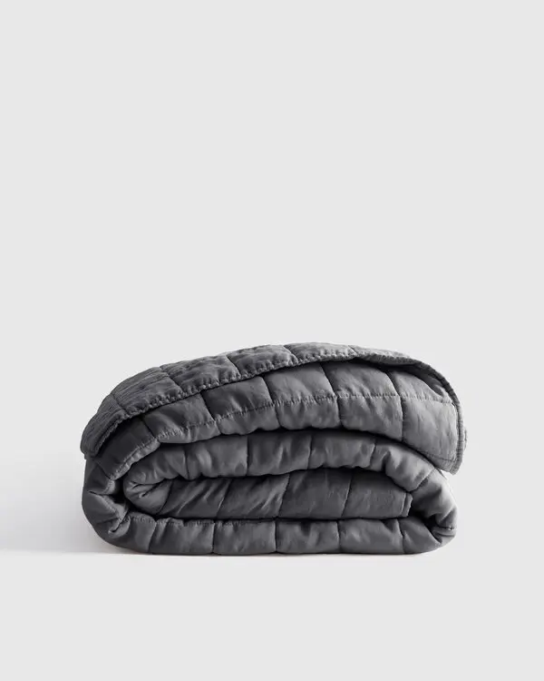Quince European Linen Box Quilt, Size - Charcoal