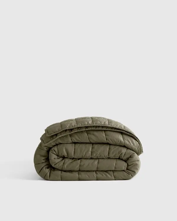 Quince European Linen Box Quilt, Size - Dusty Olive