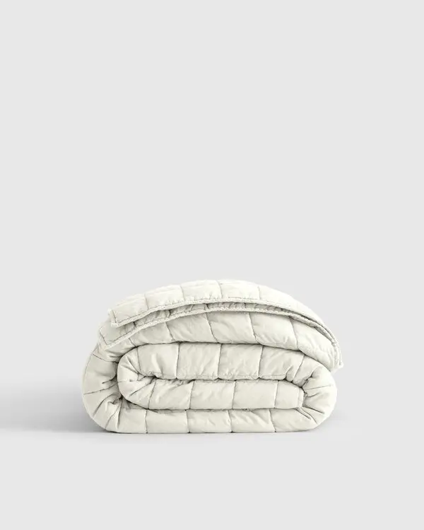 Quince European Linen Box Quilt, Size - Ivory