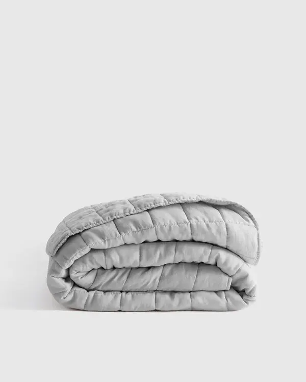Quince European Linen Box Quilt, Size - Light Grey