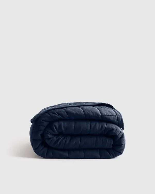 Quince European Linen Box Quilt, Size - Navy