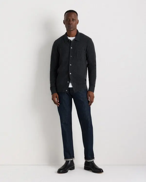 Quince Mongolian Cashmere Button-down Sweater - Heather Charcoal