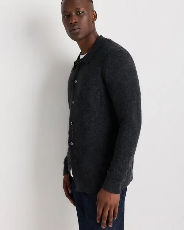 Quince Mongolian Cashmere Button-down Sweater - Heather Charcoal