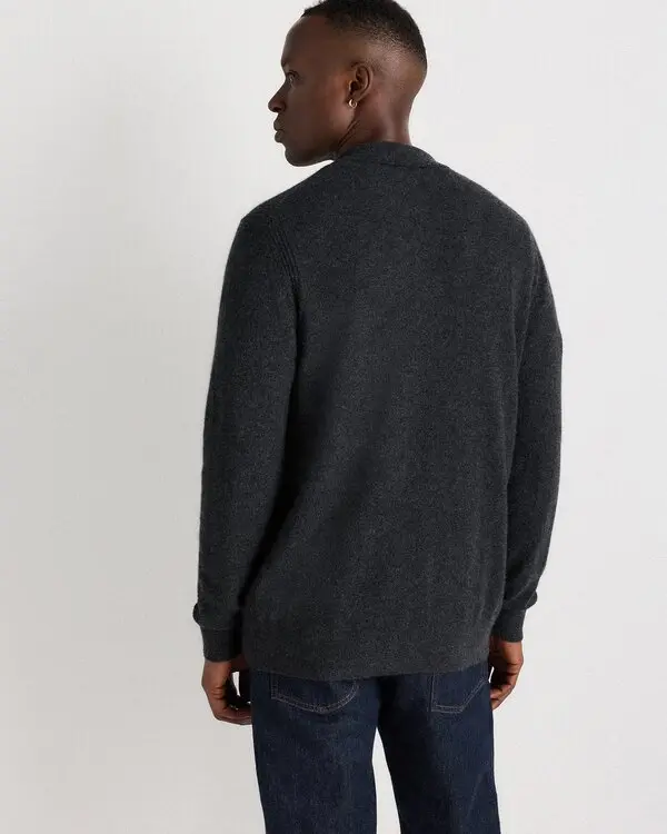 Quince Mongolian Cashmere Button-down Sweater - Heather Charcoal