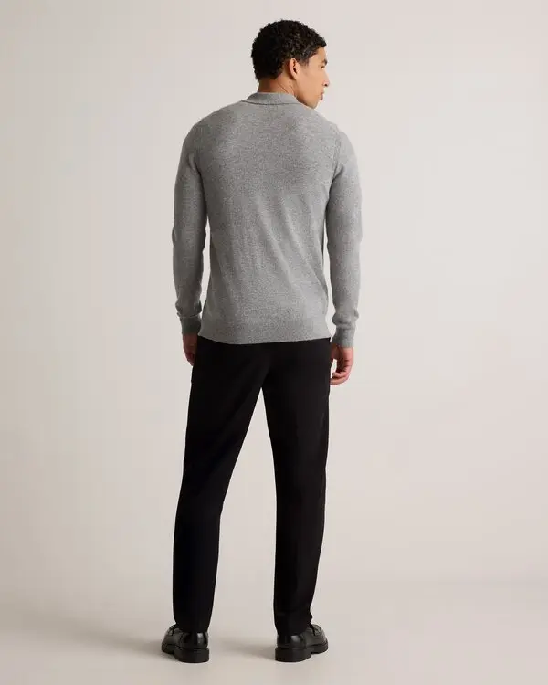 Quince Mongolian Cashmere Button Down Sweater - Heather Grey