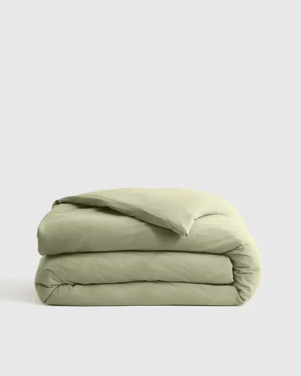 Quince Organic Jersey Duvet Cover - Moss