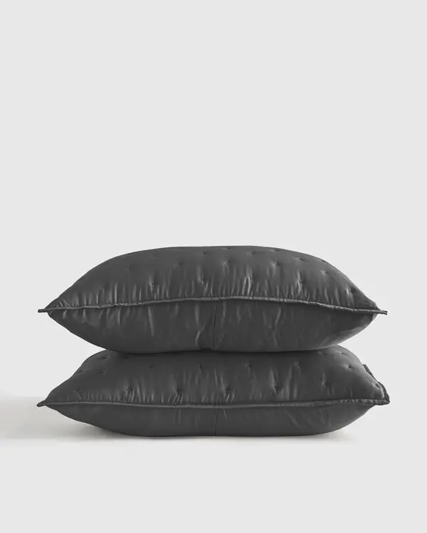 Quince Bamboo Dream Quilted Sham Set - Charcoal