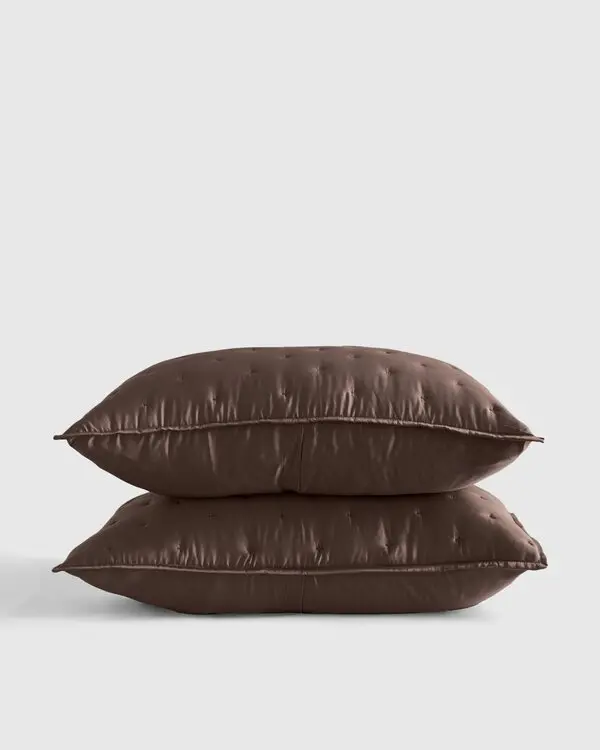 Quince Bamboo Dream Quilted Sham Set - Espresso