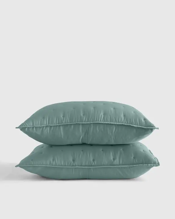 Quince Bamboo Dream Quilted Sham Set - Ocean