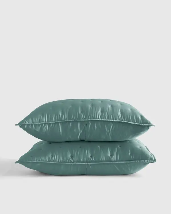 Quince Bamboo Dream Quilted Sham Set - Ocean