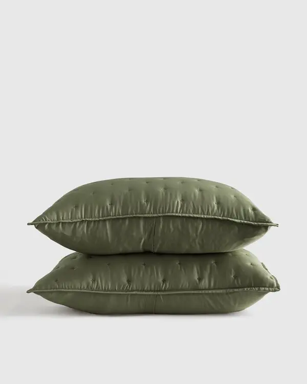 Quince Bamboo Dream Quilted Sham Set - Olive