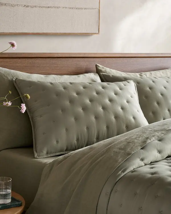 Quince Bamboo Dream Quilted Sham Set - Sage