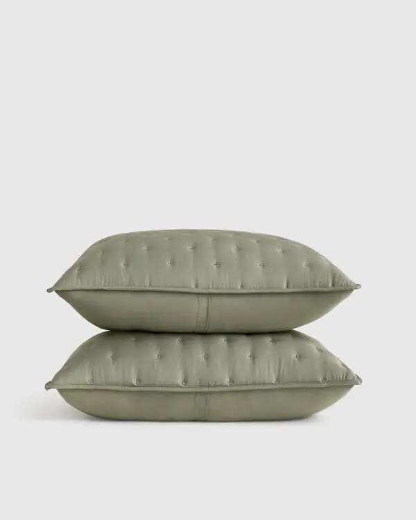 Quince Bamboo Dream Quilted Sham Set - Sage