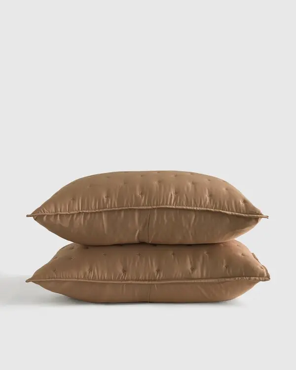 Quince Bamboo Dream Quilted Sham Set - Walnut