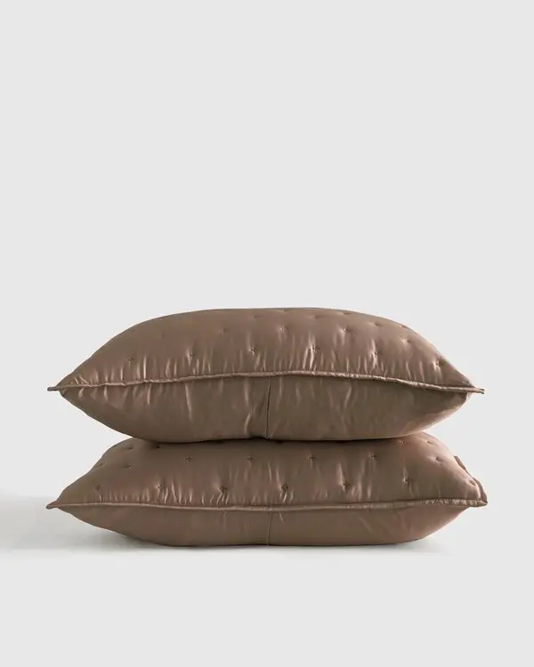 Quince Bamboo Dream Quilted Sham Set - Walnut