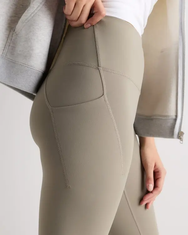 Quince Power-up High-rise Training Pocket Legging - Desert Tan