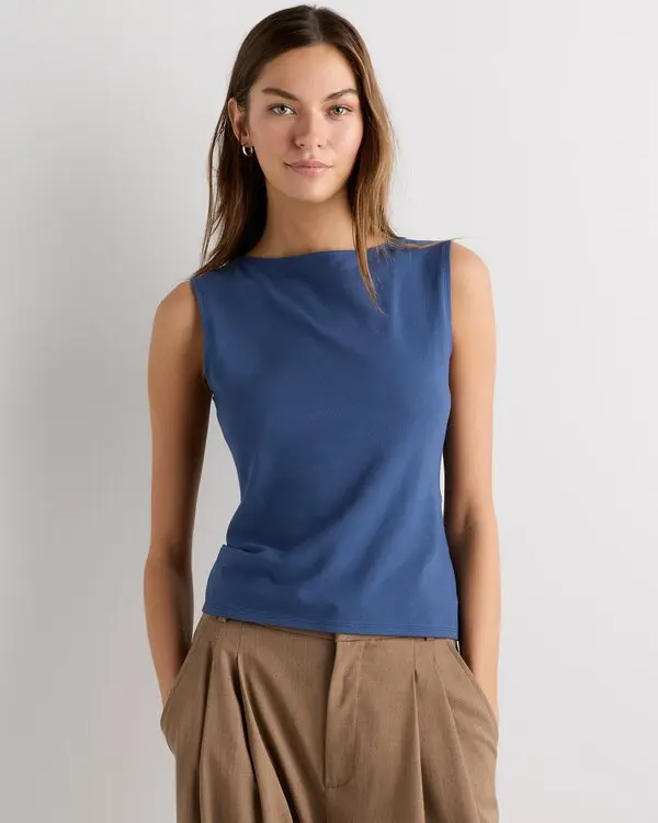 Quince Stretch Cotton Jersey Tank Top - Twilight Blue
