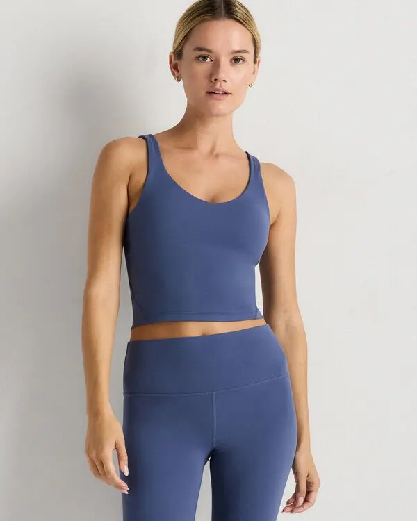 Quince Ultra-form V-neck Cropped Tank Top - Storm Blue