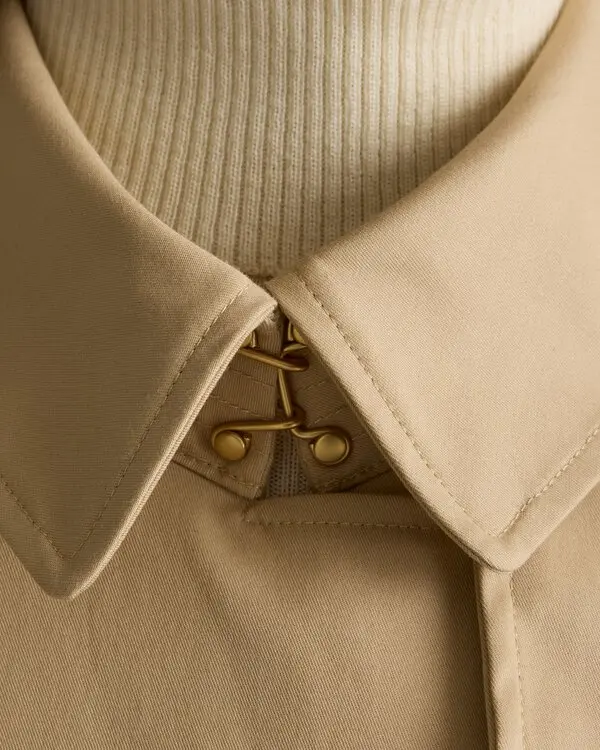 Quince Comfort Stretch Long Trench Coat - Light Khaki