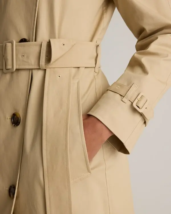 Quince Comfort Stretch Long Trench Coat - Light Khaki