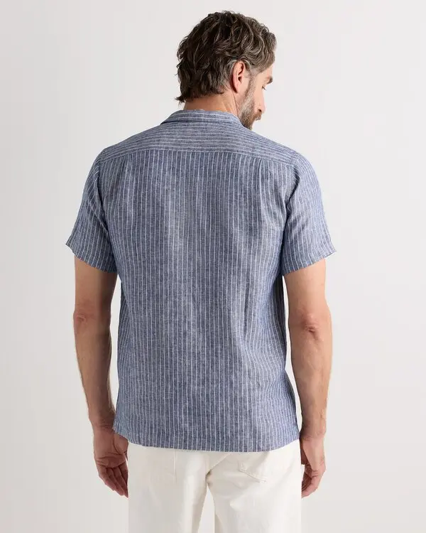 Quince 100% European Linen Camp Shirt - Chambray Stripe