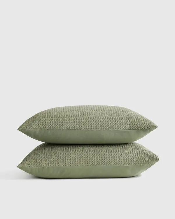 Quince Luxe Waffle Shams - Olive